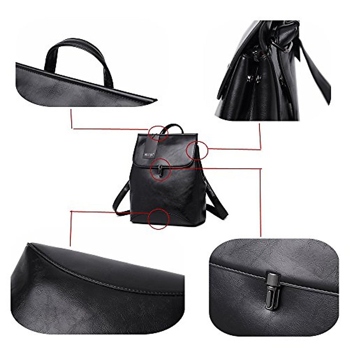 WINK KANGAROO Fashion Shoulder Bag Rucksack PU Leather Women Girls Ladies Backpack Travel bag (brown)