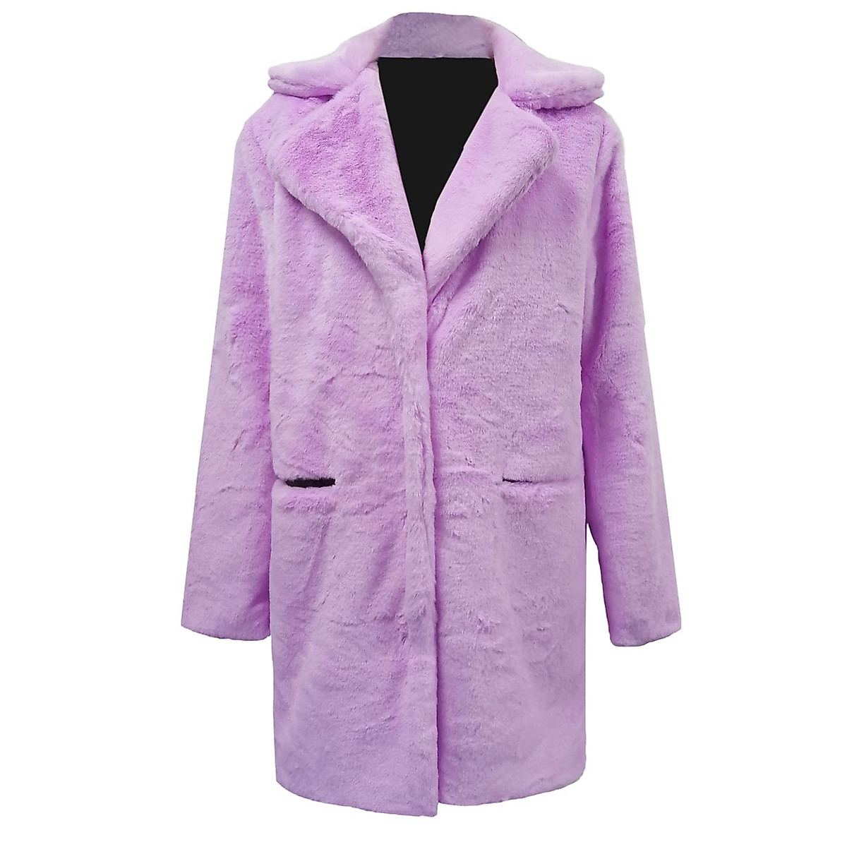 MOKINGTOP Winter Coat,Women’s Faux Fur Coat Winter Warm Coats Furry Fuzzy Outerwear Hidden Button Soild Label Luxury Long Jacket for Party Purple Coats For Women