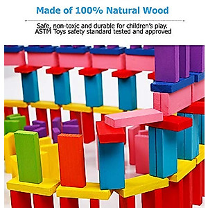 Liberty Imports 200-Piece Bucket of Wooden Domino Blocks Set - Real Authentic Basswood Standard Dominoes - Kids Racing Toy Game, Building and Stacking Toys