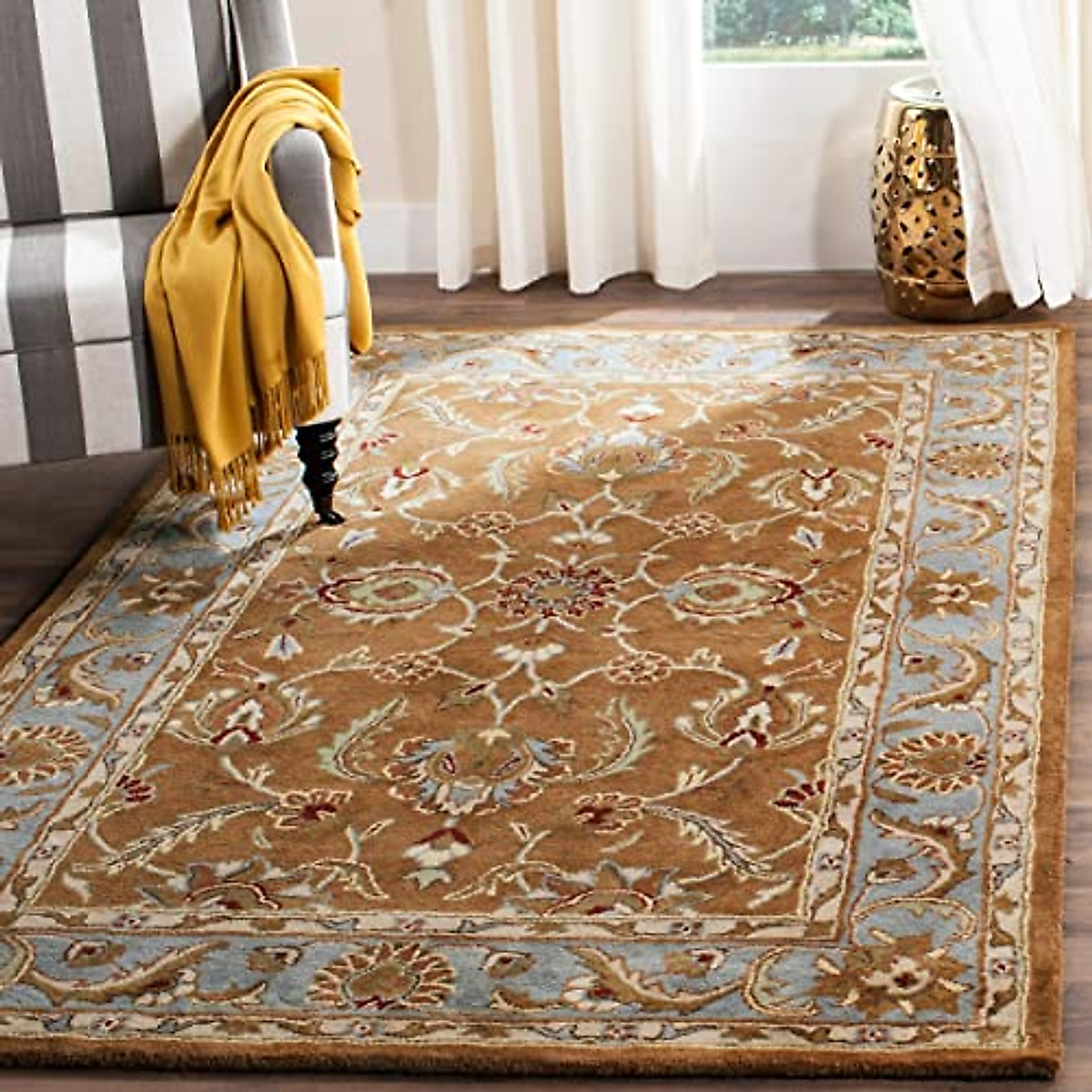 SAFAVIEH Heritage Collection Accent Rug - 2' x 3', Brown & Blue, Handmade Traditional Oriental Wool, Ideal for High Traffic Areas in Entryway, Living Room, Bedroom (HG812A)