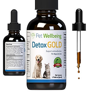 Pet Wellbeing Detox Gold for Cats - Vet-Formulated - Gentle Detoxification & Elimination Support - Natural Herbal Supplement 2 oz (59 ml)
