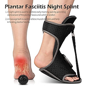 Lamaral Plantar Fasciitis Night Splint: Foot Brace with Massage Ball | Effective for Foot Pain Relief by Plantar Fasciitis Achilles Tendonitis Foot drop Flat Arch Heel Spur | Comfortable & Easy Use for Women Men