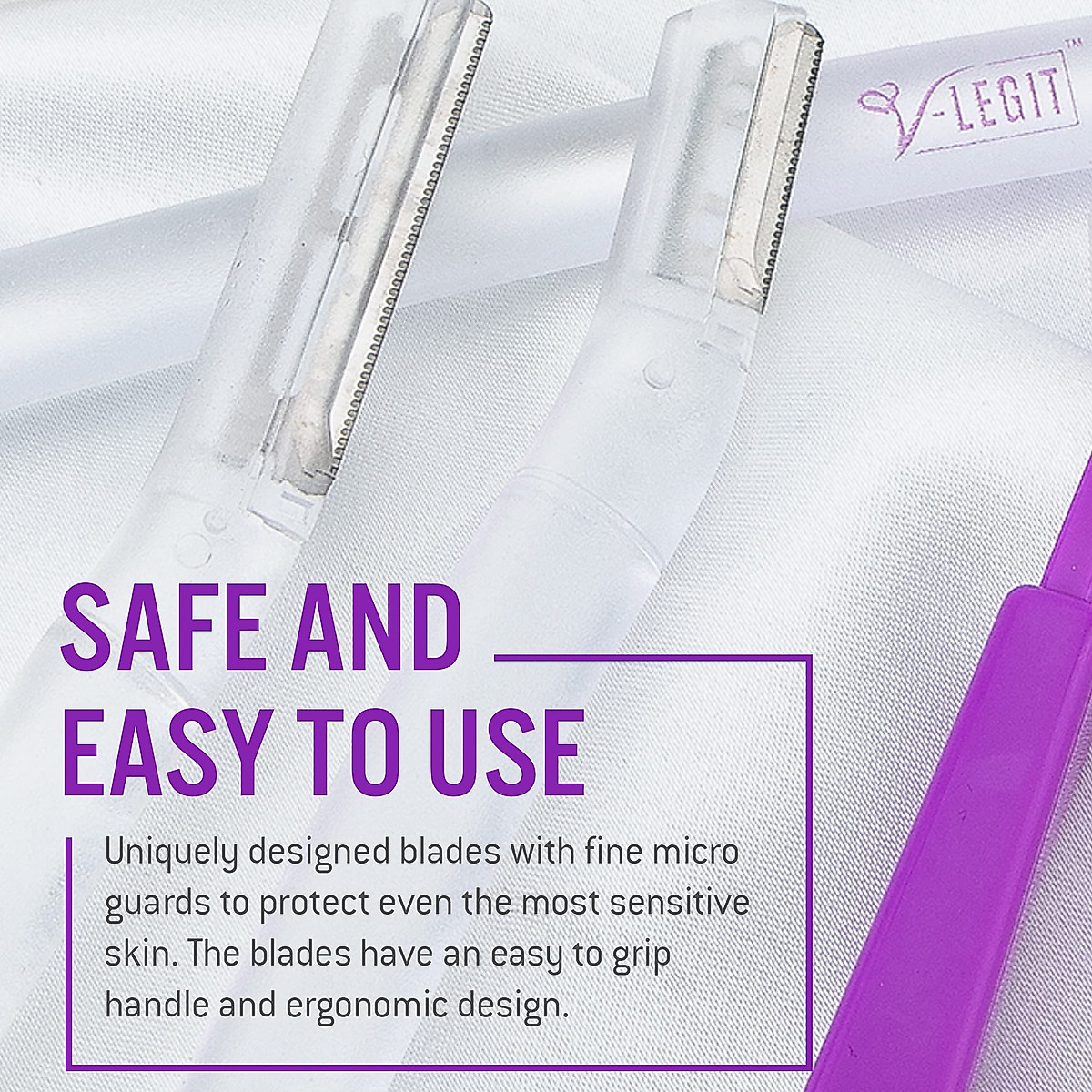 V-LEGIT Dermaplaning Tools - Exfoliating Facial Razor Dermaplane for Women & Men Shaver to Exfoliate Refresh the Skin Peach Fuzz Eyebrow Hair Removal Blade 4 count Bonus Defining Shaper