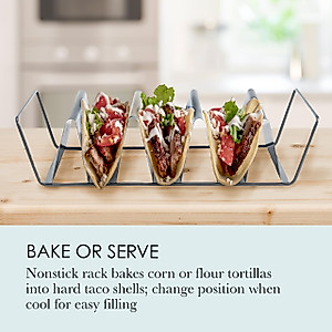 Chicago Metallic Professional 6-Shell Baked Taco Rack, 15-Inch-by-7-Inch, Grey