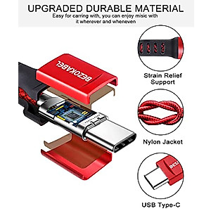 USB C to 3.5mm Female Audio Adapter, Bezokable Type C Headphone Adapter Hi-Res DAC Audio Jack Adapter for iPhone 15, Samsung Galaxy S22 S21 S20 S10 S9 Plus/Ultra, Note 10, iPad Pro, Pixel(red)