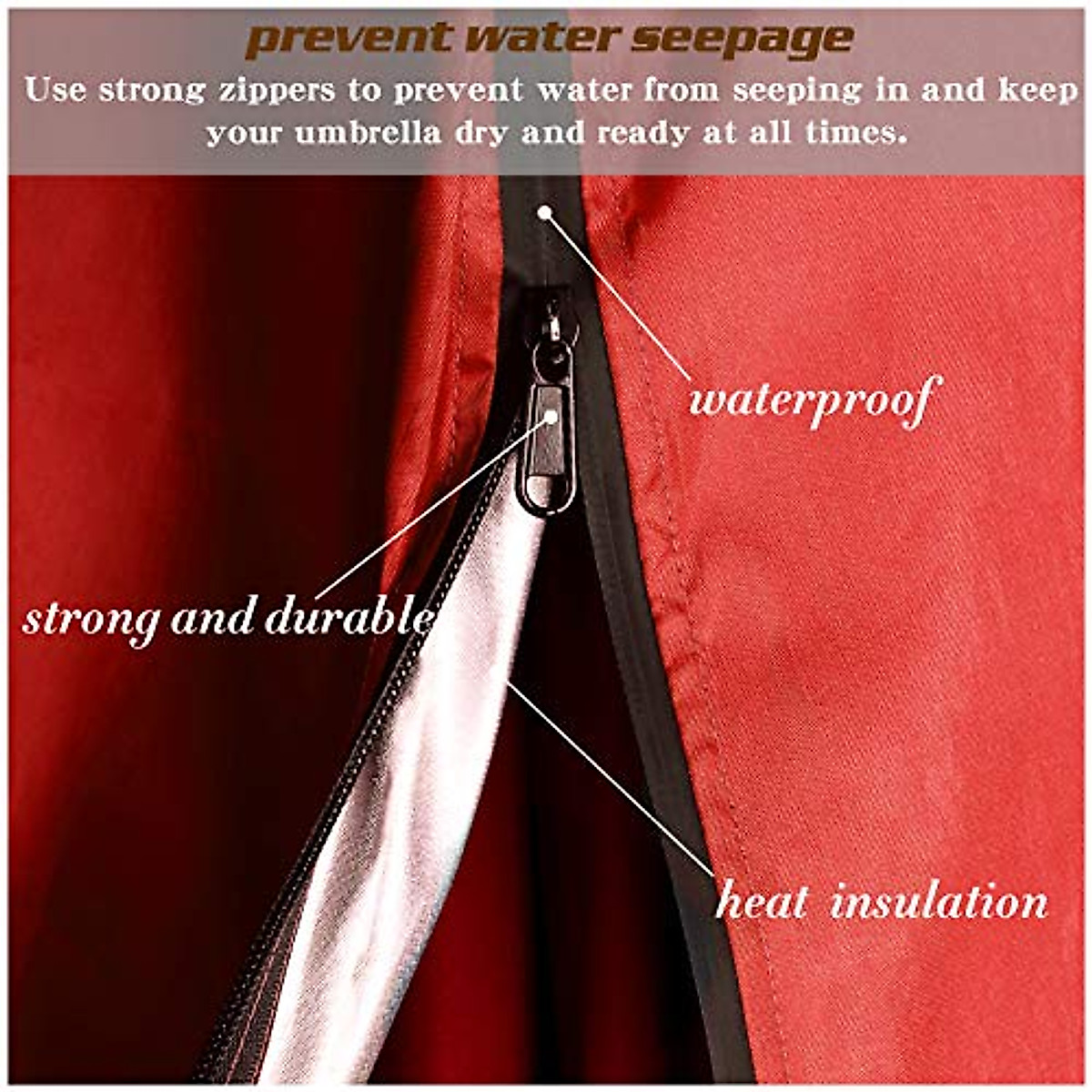 Patio Umbrella Cover Outdoor Waterproof, Simply Shade Market Outside Furniture Parasol Straight Commercial Cover Large with Durable Zipper Rod 420D Oxford for 9 10 11ft Beach Treasure Garden Red