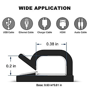 100 PCS Adhesive Cable Clips (Small, White&Black), Upgraded Wall Wire Holder Cord Organizer for Cable Management Under Desk, Light Clips Hooks for LED, Car Dash Cam, USB Cable