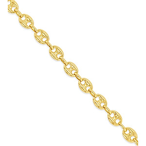Olive & Chain 14k Gold Puffed Mariner Chain Bracelet for Men/Women, Gold, Hypoallergenic, Lobster Clasp Closure (11 mm, 8.5 Inch)