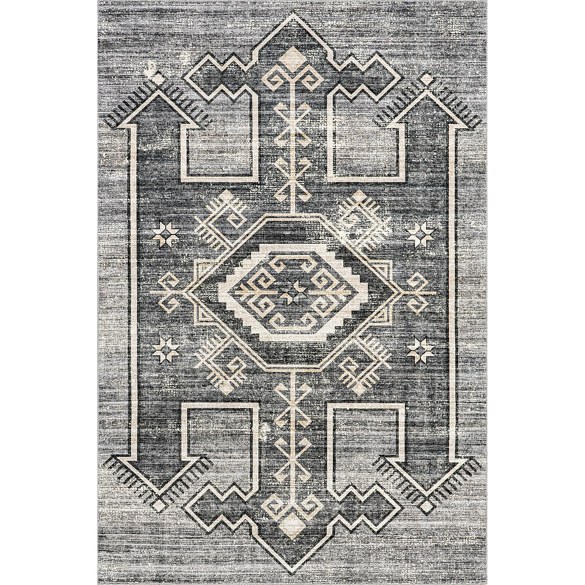 Rugs USA x Lauren Liess Sagebrush Geometric Machine Washable Area Rug, 9x12, Grey