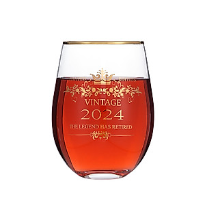 wufengye 2024 Retirement Gifts for Woman Man The Legend Has Retired Funny Retiring Gifts for Women Men Coworker Teacher Nurse Female Friends Mom Grandma 15 Ounce Wine Glasses Water Tumbler Juice Cup