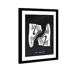 Wynwood Studio Fashion and Glam Modern Basketball Retro Shoes Canvas Wall Art Classic Sneakers II Living Room Bedroom and Bathroom Home Decor 13x19 Black and White