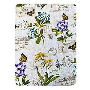 Newbridge Easter Botanical Blossoms Fabric Tablecloth - Vivid Spring Floral and Butterfly Print Easy Care, Wrinkle and Stain Resistant Tablecloth, 52" x 52" Square