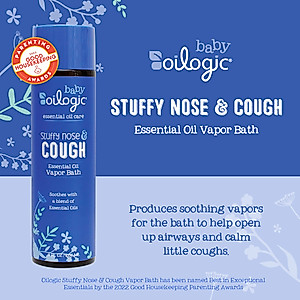 Oilogic Stuffy Nose and Cough Vapor Bath Relief for Babies & Toddlers, Essential Oil Breathe Blend - Naturally Soothes with 100% Pure Lavandin, Orange, Eucalyptus Oil & More - 266ml (9 fl oz)