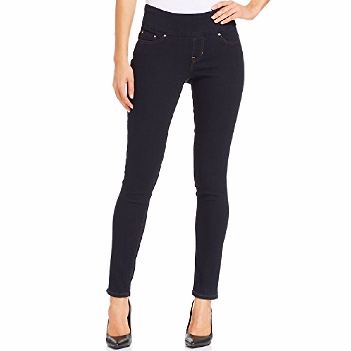 JAG Jeans Women's Petite Nora Mid Rise Skinny Pull-On Jeans-Legacy, After Midnight, 0P