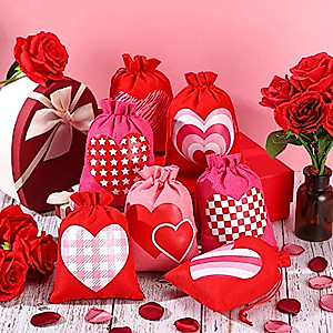 Zhengmy 120 Pcs Drawstrings Burlap Bags for Kids Wedding Burlap Bags Bulk Goodie Bags Wedding Party Decoration Gifts Candy Pouches for Wedding Party DIY Craft, 5 x 7 Inch (Pink, Rose Red, Red)