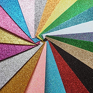Misscrafts 20pcs Glitter Felt Sheets Solid Glitter Fabric 21 x 30cm Craft Felt 20 Colors for DIY Bag Hair Clips Hat Making