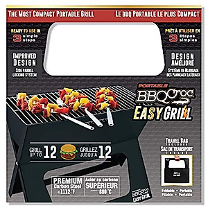 Portable BBQCroc Easy Grill - BBQ Croc NEXT GENERATION OF X GRILLS - Premium Foldable Charcoal Barbecue Extra Large Grilling Surface, with Travel Bag & Grill Lifter