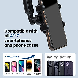 KKaizhengZ Rear View Mirror Phone Holder, 360° Rotatable and Retractable Car Phone Holder, New Upgrade & Multifunctional 4 Claws Phone Mount for Car Compatible with All 4-7 Inch Smartphones