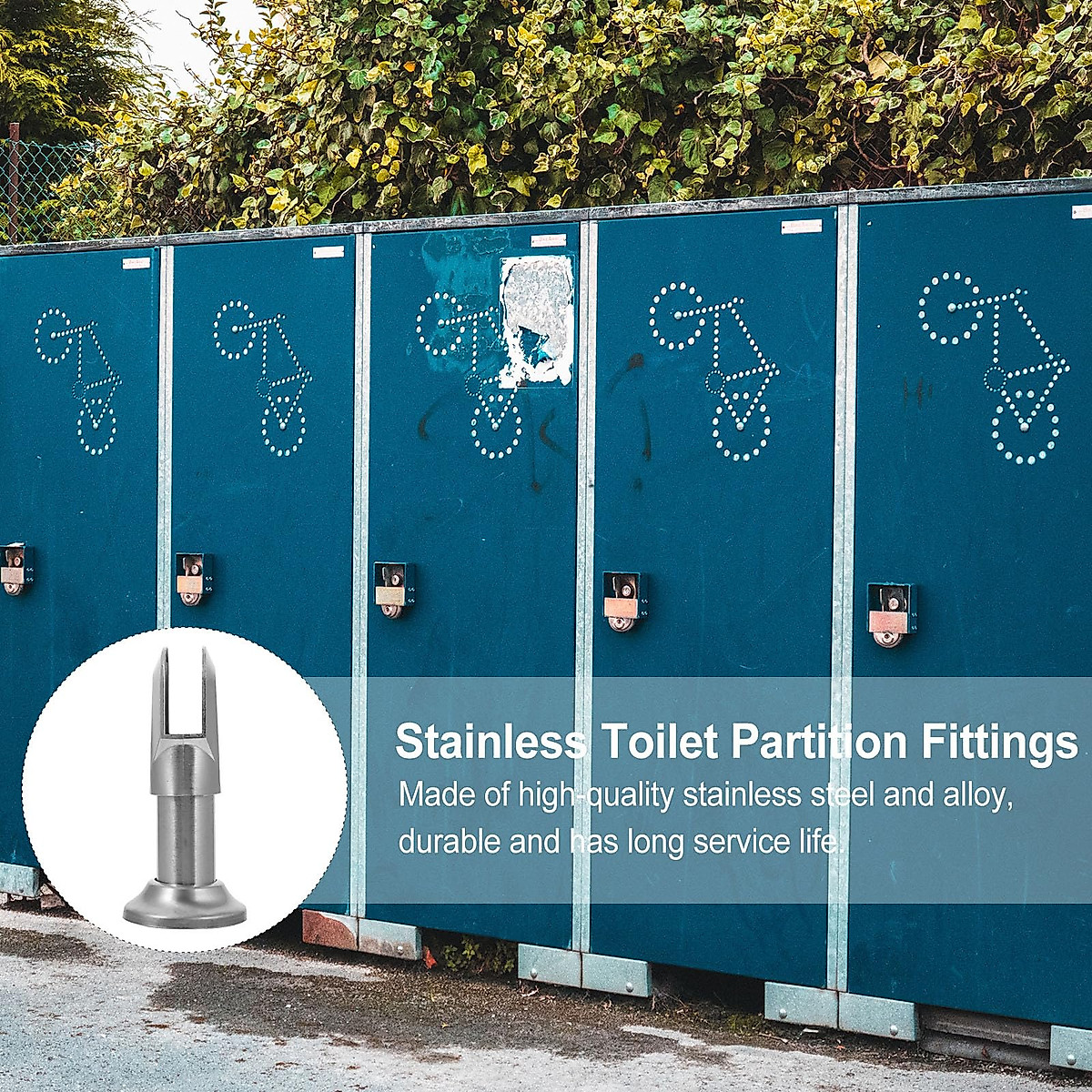 TEHAUX 4pcs Public Restroom Partition Fittings, Stainless Steel Toilet Partition Support Feet Bathroom Support Feet Toilet Partition Hardware for Bathroom Public Restroom