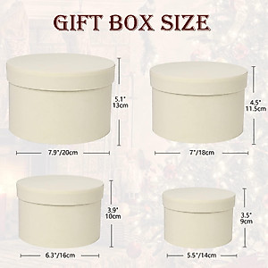 GnFlus Round White Gift Boxes with Lids for Presents Set of 4 Velvet Nesting Gifts Box for Arrangements Flowers Wedding Birthday Valentines Bridesmaid Christmas Party Anniversary