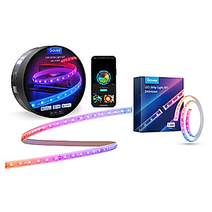 Govee RGBIC LED Strip Lights M1 with Matter, 6.56ft WiFi LED Lights for Cabinet, TV, Bed and Gaming Desk Bundle RGBIC LED Strip Lights M1, 3.28ft LED Lights Extension Without Plug