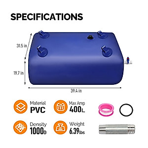 VINGLI 400L/100 Gallon Water Tank, Foldable Portable Water Bob, Large Capacity Soft Water Bladder Storage Containers，Water Bag, for Emergency Water, RV Camping, Garden