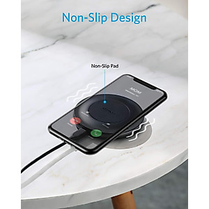 Anker 15W Max Wireless Charger with USB-C, PowerWave Alloy Pad, Qi Certified Fast Charging for iPhone SE, 11, 11 Pro, 11 Pro Max, X, Xs, Xr, Galaxy S20 S10 S9, Note 10, Note 9 & More (No AC Adapter)