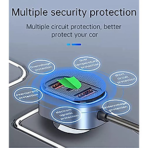 Impulsiqs 6 Port USB C Car Charger Adapter – 75W Car USB Charger Multi Port 5 ft Backseat Extension - 12v Cigarette Lighter USB Charger Plug - Super Fast Type C PD3.0 QC3.0 Compatible with iPhone