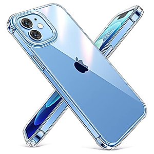 CANSHN Clear Protective for iPhone 12 Case/iPhone 12 Pro Case, [Military Drop Protection] [Not Yellowing] Shockproof Cover with Hard Back & Soft TPU Bumpers, Slim Thin Phone Case for iPhone 12/12 Pro