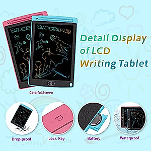 2 Pack LCD Writing Tablet Kids Toy, Electronic Graphics Drawing Pads, Doodle & Scribbler Boards, Digital Handwriting Pad, Educational & Learning Toy for 3-7 Years Old Kids - 8.5 in (Blue & Pink)