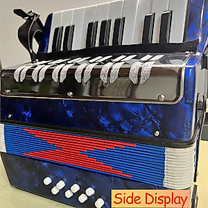 Small Accordion,17 Keys 8 Bass Accordion Instrument Para Niños Acordeones Para Niños With Adjustable Straps And Softer Sound Portable Educational Musical Instrument For Music Beginner 7.8x7.5x3.9in