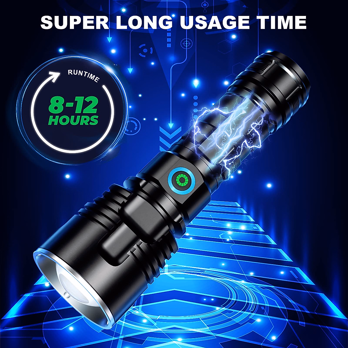 MILAOSHU Rechargeable Flashlights 900,000 High Lumens - 2 Pack, 12 Hours Powerful LED Flash Light with 3 Modes, Super Bright & IPX5 Waterproof Torch for Camping, Home, Emergencies