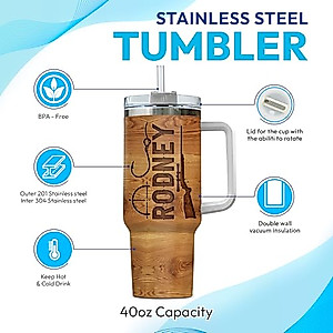 Hyturtle Personalized Hunting Gifts For Men - Deer Hunting Tumbler 40oz with Handle and Straw- Gift For Dad Him Boy Husband From Son Wife- Birthday Christmas Gifts For Hunters