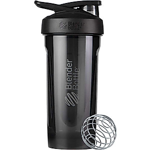 BlenderBottle Strada Shaker Cup Perfect for Protein Shakes and Pre Workout, 28-Ounce, Black