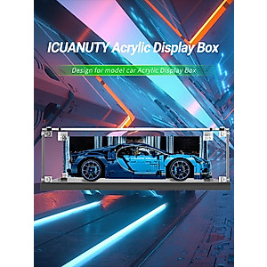 ICUANUTY Acrylic Display Case for Lego Technic Bugatti Chiron 42083 Race Car, Dust-Proof Display Box for Lego 42083, Size: 25.29x11.81x7.87in(NOT Included The Model)