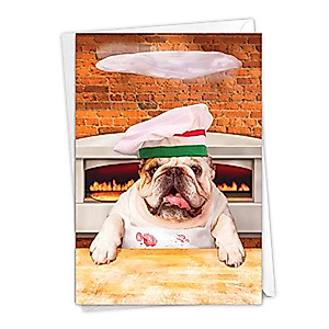 NobleWorks - 1 Adorable Birthday Card Funny - Pet Dog Animal Humor, Bday Notecard with Envelope - Pizza Dog C3208BDG