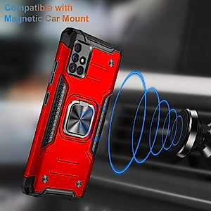 IKAZZ for Galaxy A51 5G Case with Screen Protector,Dual Layer Soft Flexible TPU and Hard PC Anti-Slip Full-Body Rugged Protective Phone Cover with Kickstand Red