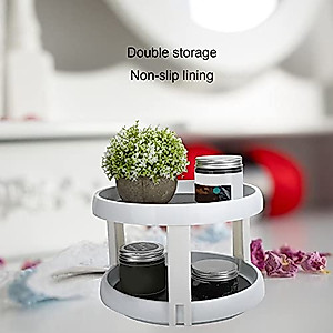 Lazy Susan Organizer,2 Tier Non Skid Spice Rack Turntable,360 Degree Rotating Seasoning Organizer,Easy to Install Turntable Organizer for Item Storage and Organization