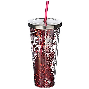 Spoontiques - Glitter Filled Acrylic Tumbler - Glitter Cup with Straw - 20 oz - Stainless Steel Locking Lid with Straw - Double Wall Insulated - BPA Free - Betty Boop