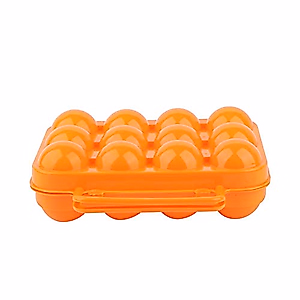 Egg Holder with Dust Proof & Double Side Plastic Storage Box Buckle for Protecting 12 Eggs(Orange)