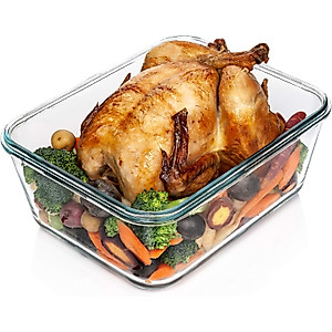 Razab 14 Cup/ 112 oz LARGE Glass Food Storage Container Locking Lid. For Storing food, Vegetables or Fruits. Baking Casserole, Lasagna, Baking, Roasting chicken & lot of other tasty Food BPA Free