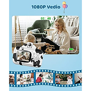 Instant Print Camera for Kids, Kids Selfie Digital Camera with 1080P Video Recorder 32G SD Card Toys for Age 3 4 5 6 7 8-10 12 Toddler Boys and Girls - White (SD Card Inserted)