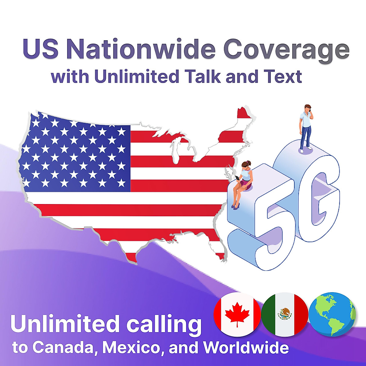 Jethro Mobile USA SIM Card, 5GB High-Speed Data, Unlimited Talk & Text, Hotspot & Tethering, International Calling to Canada, Mexico & 80+ Countries, Prepaid No Contract (30 Days)
