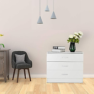 Zimtown 3 Drawer White Dresser for Bedroom, Small Chests of Drawers Modern Nightstand, Dresser Chest with 3 Storage Drawers, Dressers for Nursery, Hallway, Living Room, Closet
