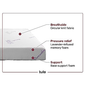 Tulo by Mattress Firm | 8 INCH Memory Foam Lavender Mattress | Medium Comfort | Pain-REDUCING Pressure Relief | Twin Size