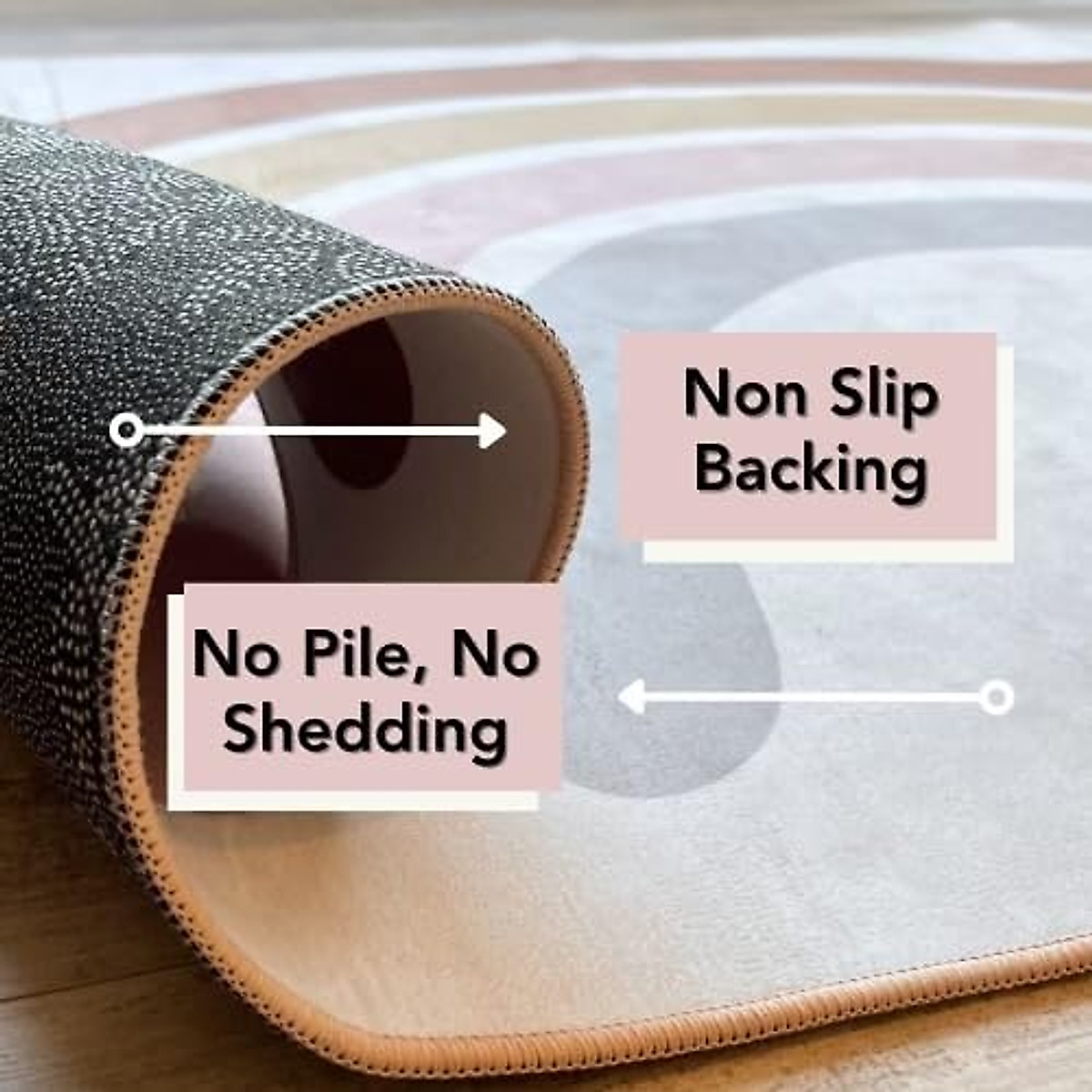 The Happy Hippo Baby Nursery Rug Decor, Safe, Stylish, and Washable Tummy Time Playmat for Bedroom or Living Room Floor, Boho Rainbow Design for Toddler or Kids Playroom, 41 x 57 Inches