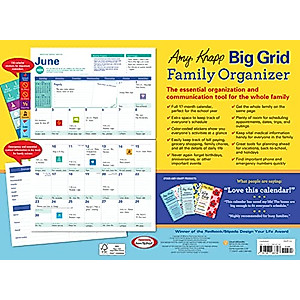 2024 Amy Knapp's Big Grid Family Organizer Wall Calendar: 17-Month Giant Fridge Calendar for Mom with 175+ Stickers (Hanging Family Plan Calendar, Thru December 2024)
