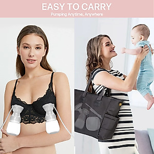 Double Breast Pump Auto Massage Low Noise Electric Breast Pump LCD Touch Screen Breast Pump, Hands Free Mommy, 3 Modes & 9 Levels, 22mm (white11)