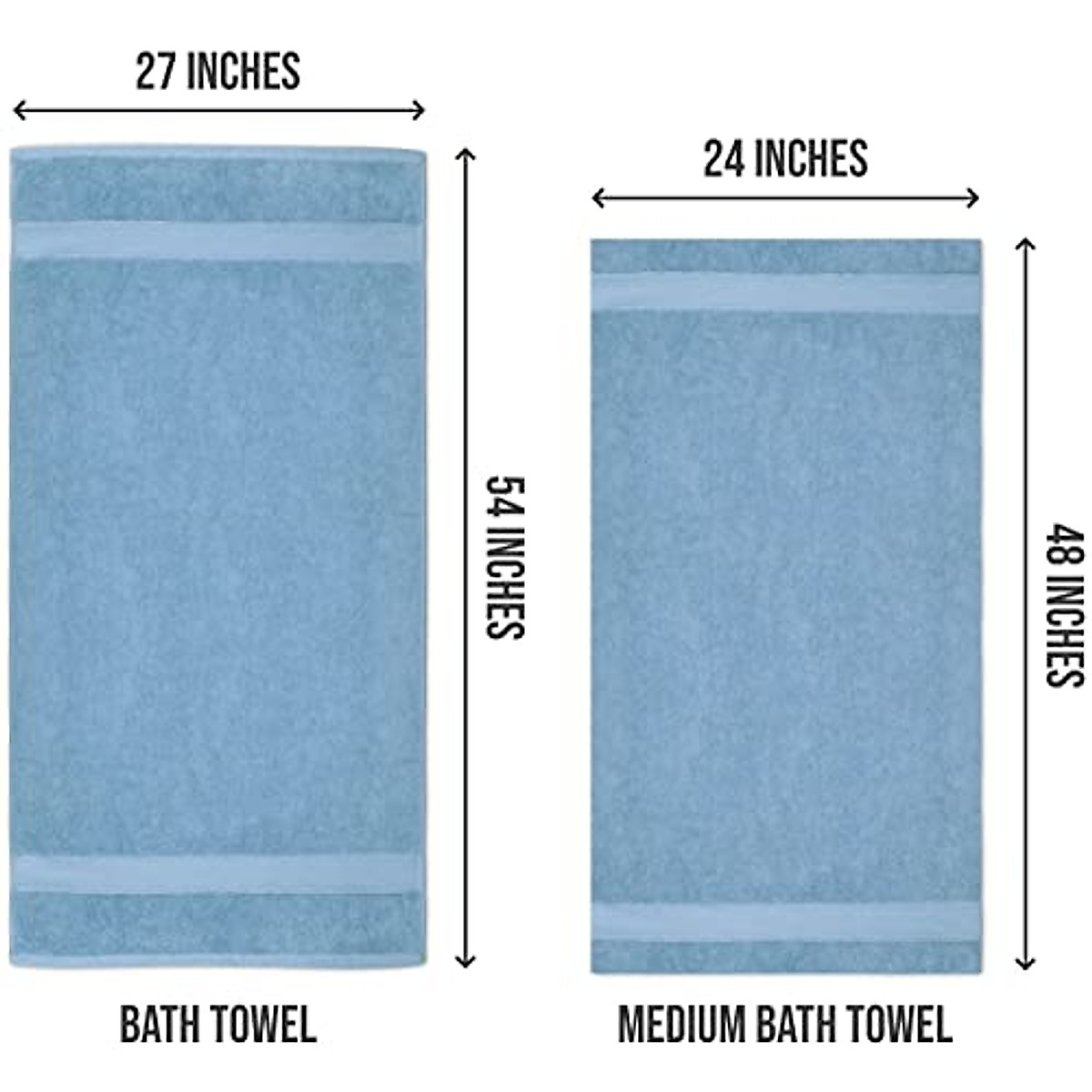 Utopia Towels [6 Pack Bath Towel Set, 100% Ring Spun Cotton (24 x 48 Inches) Medium Lightweight and Highly Absorbent Quick Drying Towels, Premium Towels for Hotel, Spa and Bathroom (Sky Blue)