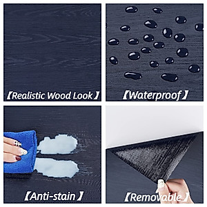 Decotalk Wood Contact Paper 17.7"x200" Navy Wood Grain Contact Paper Peel and Stick Navy Wallpaper for Bedroom Removable Wallpaper Wood Contact Paper for Cabinets, Wood Look Wallpaper Self Adhesive